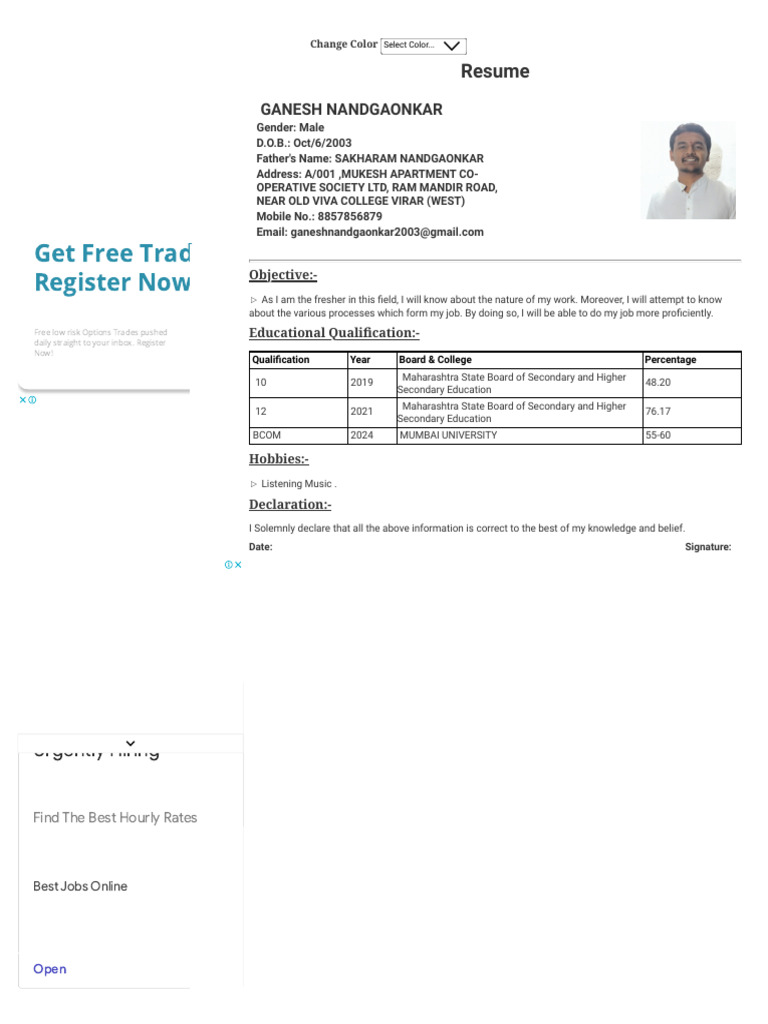 Resume Format - Resume Sample - CV Sample | PDF