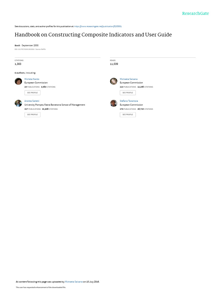 Oe CD JR C Handbook On Composite Indicators | PDF | Sensitivity Analysis | Principal Component ...