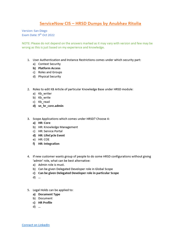 ServiceNow CIS HRSD Dumps by Anubhav Ritolia | PDF | Product Lifecycle ...