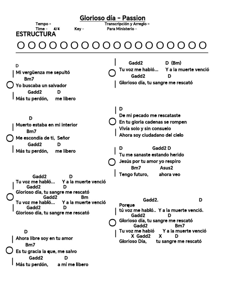 Acordes y letra de "Glorioso Día" | PDF