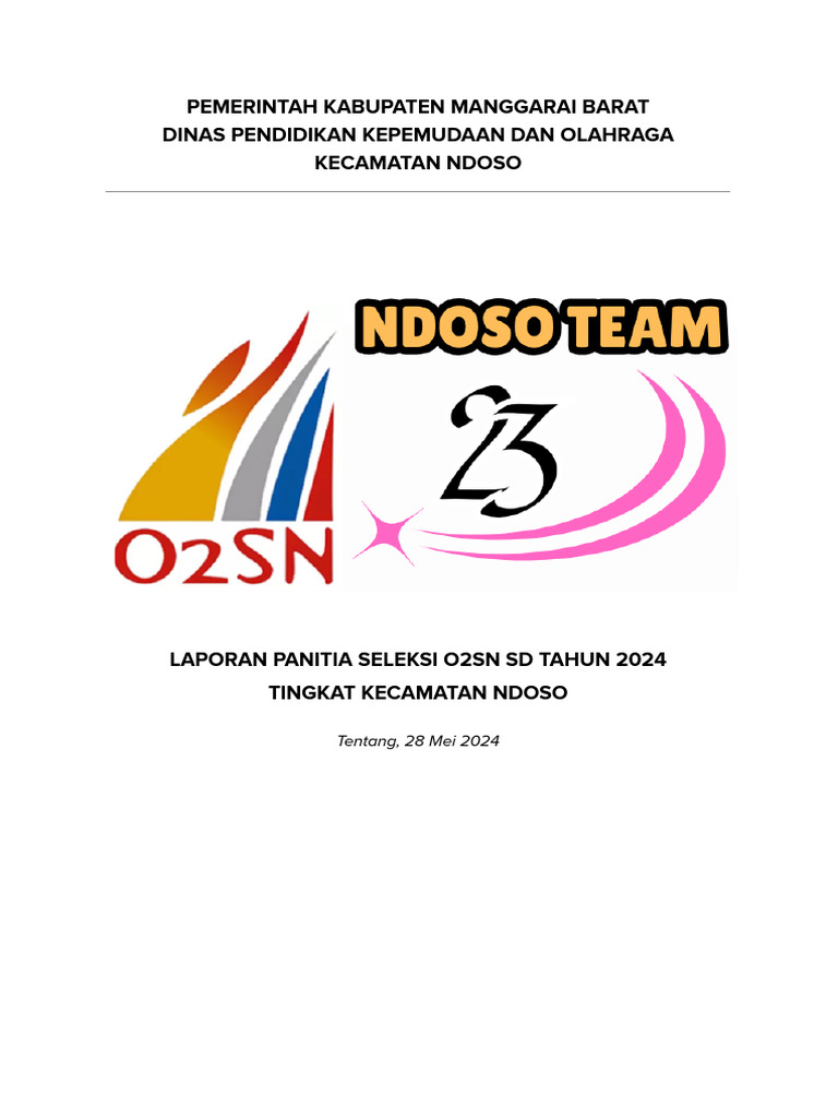 Laporan Panitian O2sn Kecamatan Ndoso 2024 | PDF