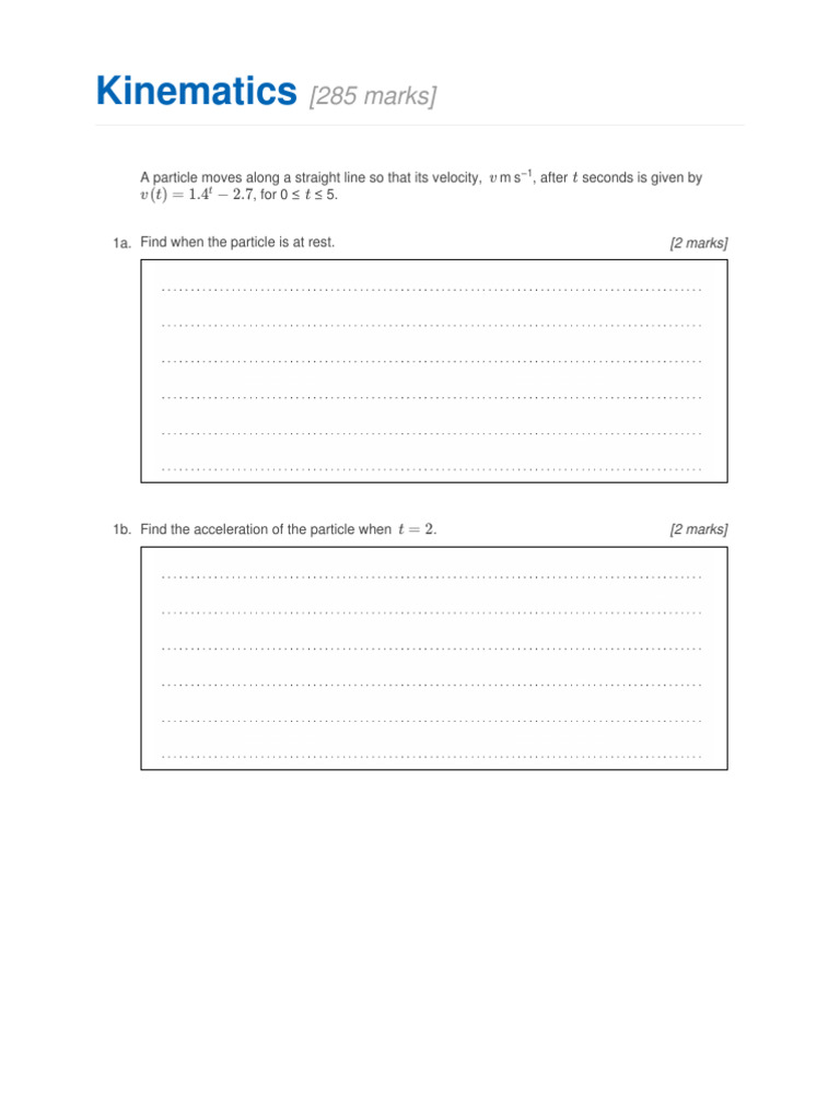 Kinematics Problems and Solutions | PDF | Acceleration | Velocity