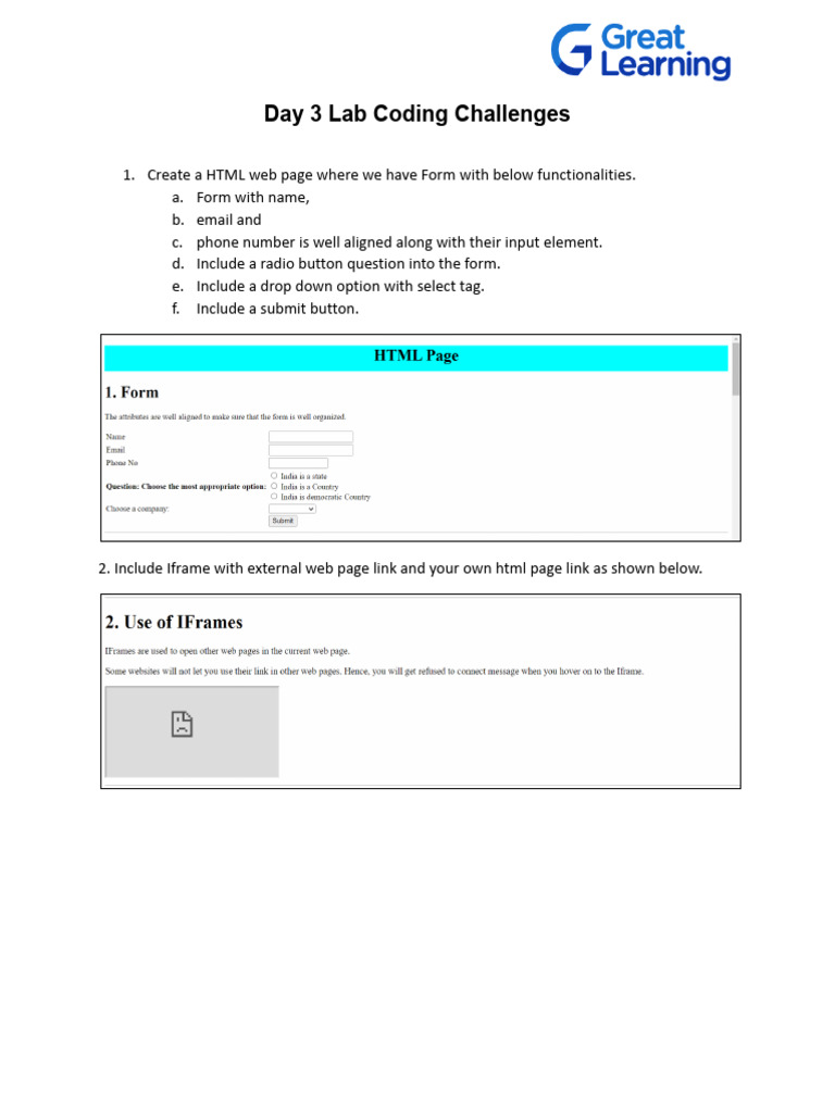Question_Day3 Lab Coding Challenges | PDF | Html Element | World Wide Web