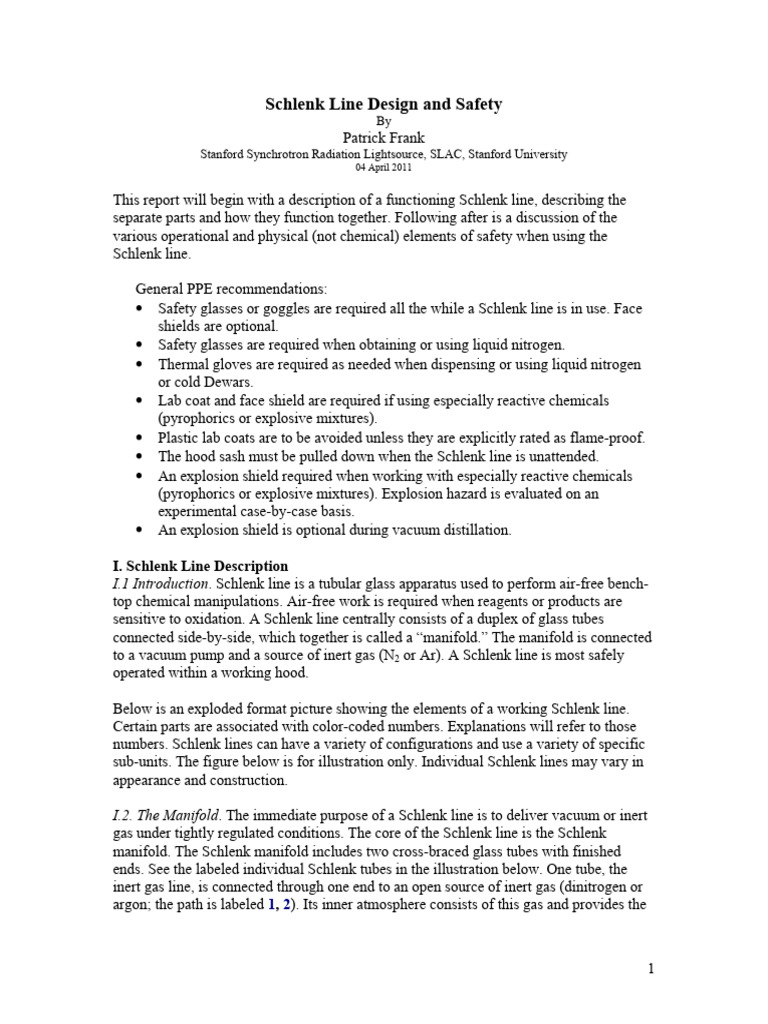 Schlenk Line Safety-5 | PDF | Pressure | Vacuum