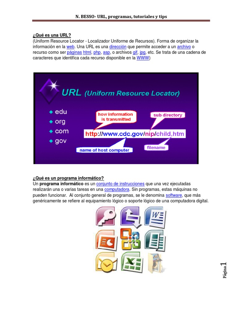 Url Programas Tutoriales Tips | PDF | Hipervínculo | Localizador Uniforme de Recursos