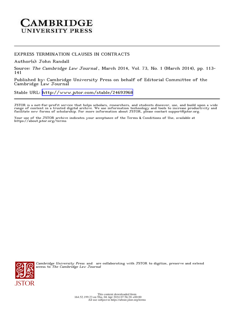 Express Termination Clauses Guide | PDF | Breach Of Contract | Common Law