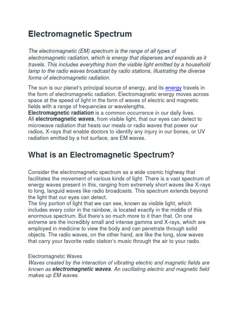 Electromagnetic Spectrum | PDF | Electromagnetic Spectrum ...