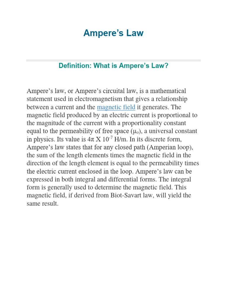 Ampere's Law | PDF