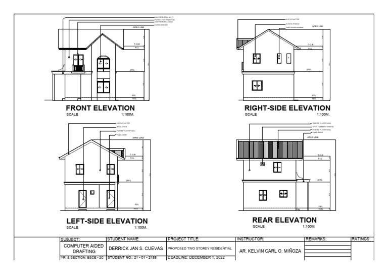 DERRICK JAN S. CUEVAS CE-2C (elevation of two storey residential)-Model ...