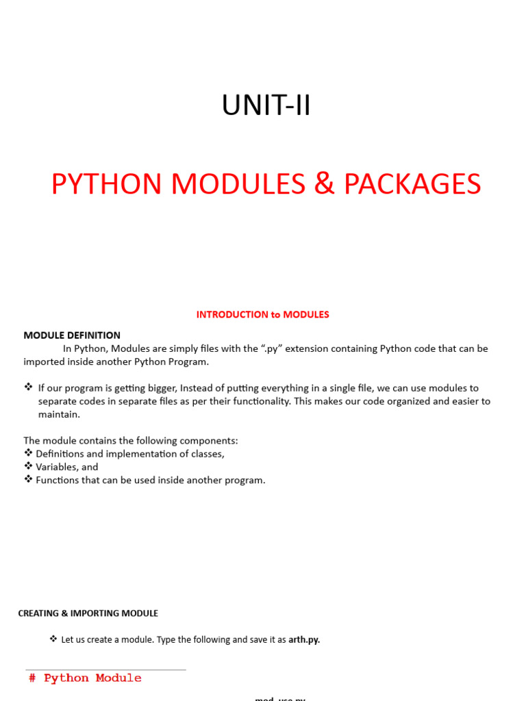 UNIT-II Modules and Packages | Download Free PDF | String (Computer Science) | Regular Expression