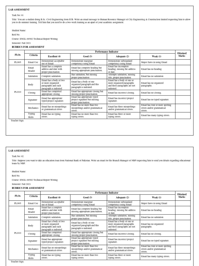 1-8 RUBRICS FOR ASSESSMENT | PDF | Rubric (Academic) | Information