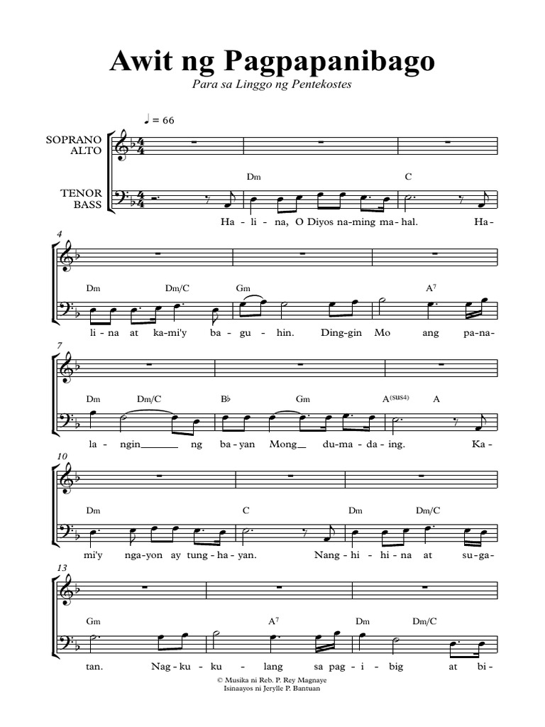 Awit NG Pagpapanibago (Magnaye-Bantuan) - Full Score | PDF