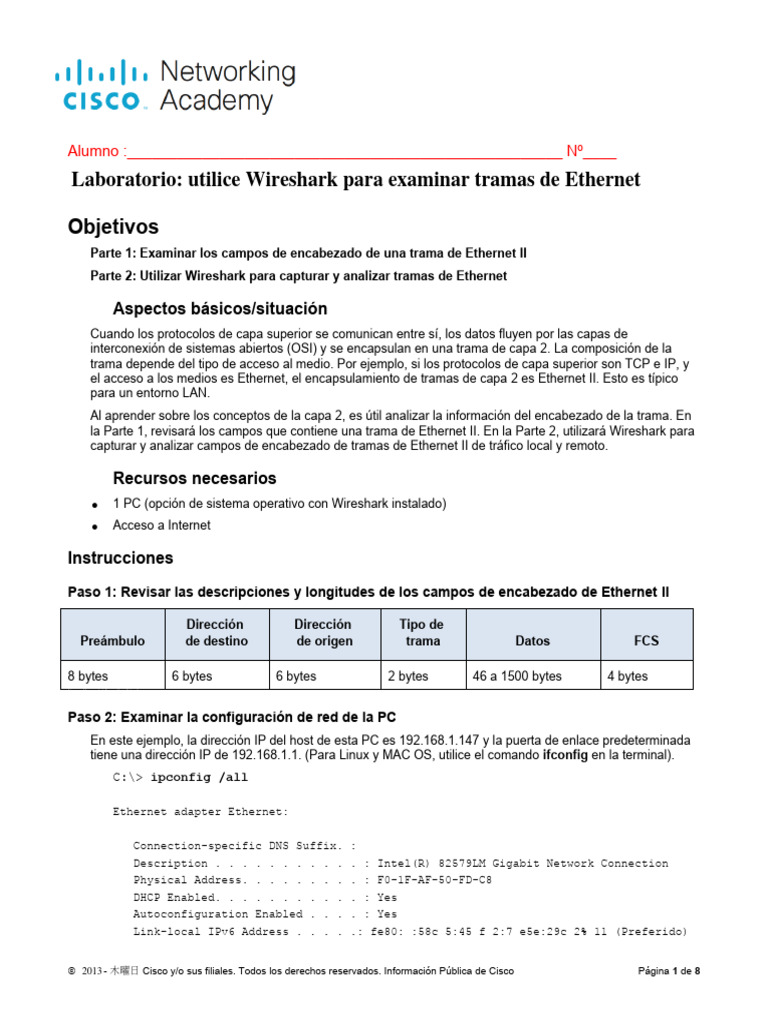 T5P11 - Uso de Wireshark para Examinar Tramas Ethernet | Descargar gratis PDF | Controlador de ...