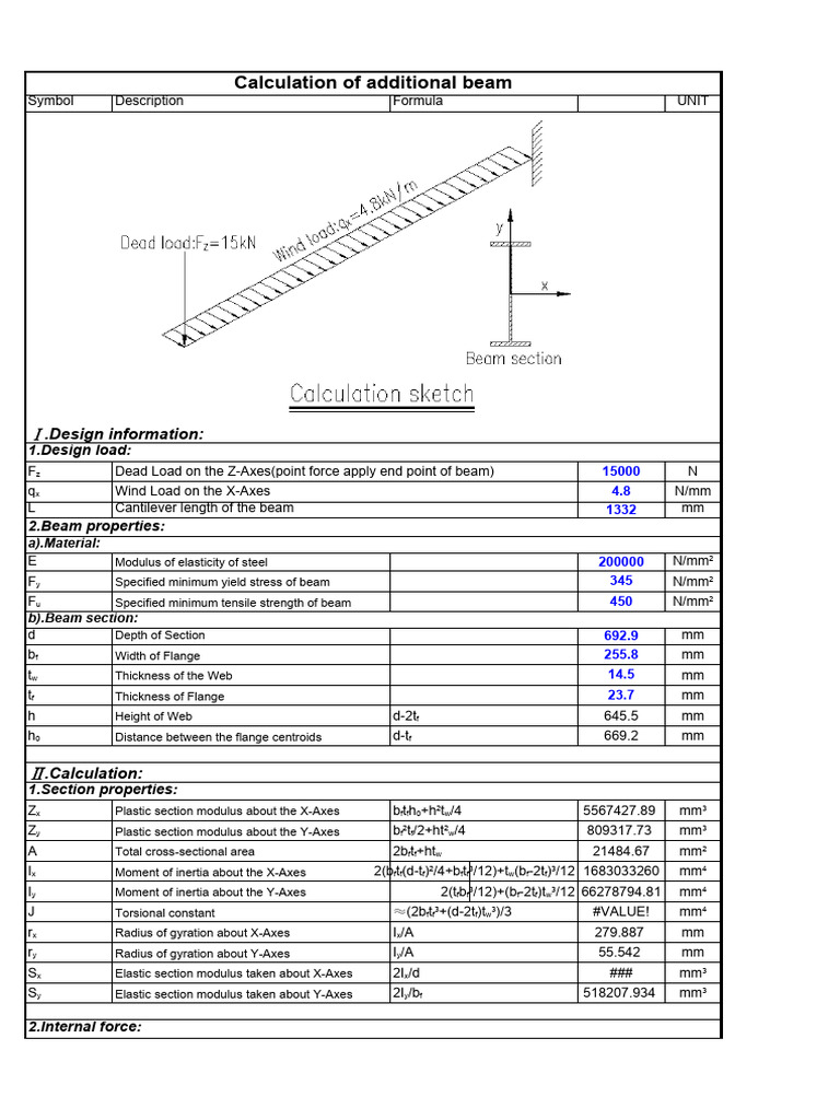 Calculation Of Additional Beam Pdf Beam Structure Bending