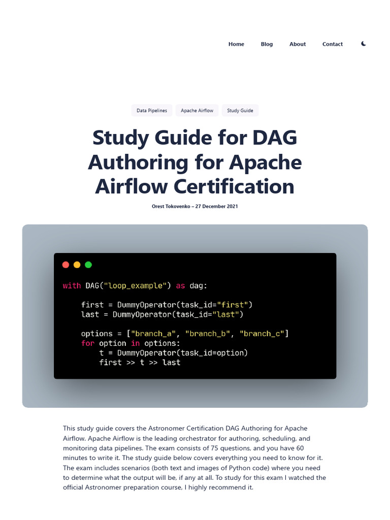 Apache Airflow Certification - Study Guide For DAG Authoring | PDF ...