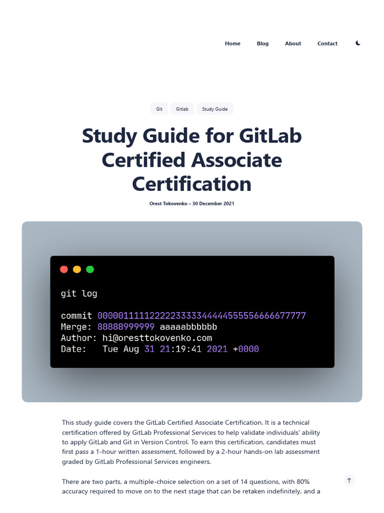 Study Guide for GitLab Certified Associate Certification | PDF | Software Repository | Computer ...