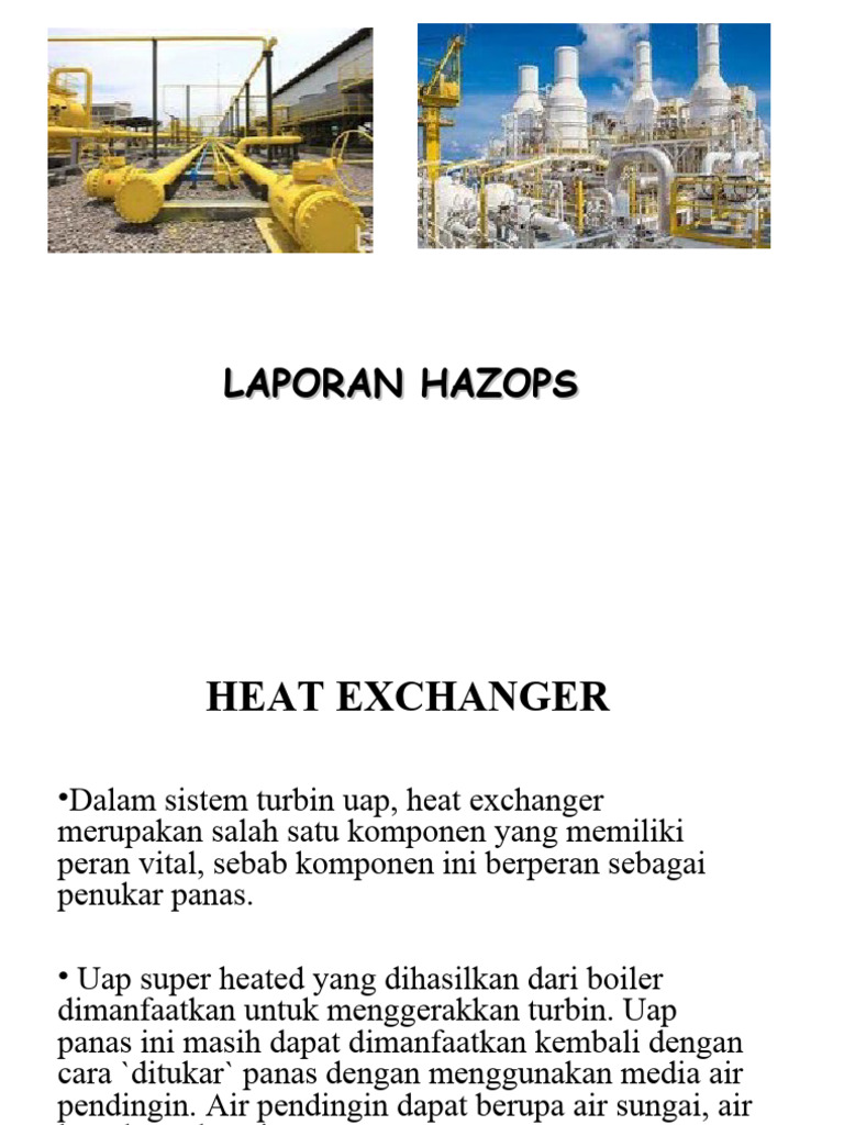 Laporan HAZOP Heat Exchanger HAZOP | PDF | Pipe (Fluid Conveyance) | Valve