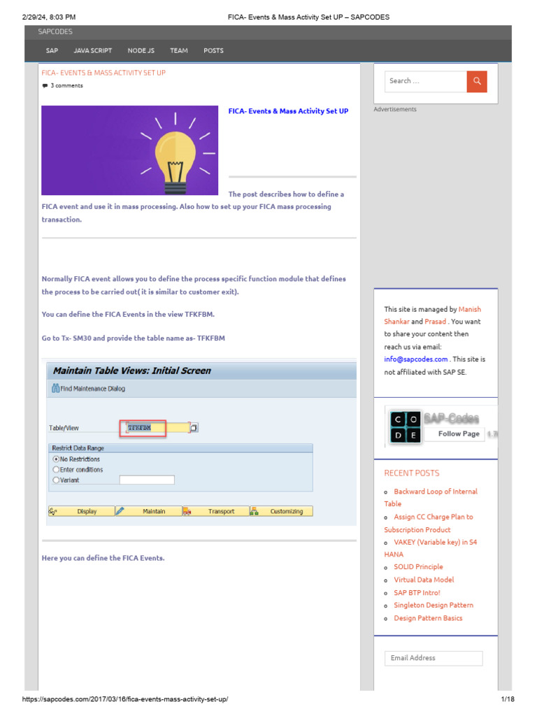 FICA - Events & Mass Activity Set UP - SAPCODES | PDF | Computer Programming | Computing