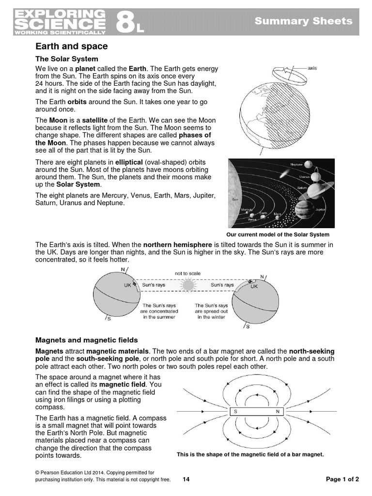 Earth and Space: Summary Sheets | PDF | Solar System | Sun