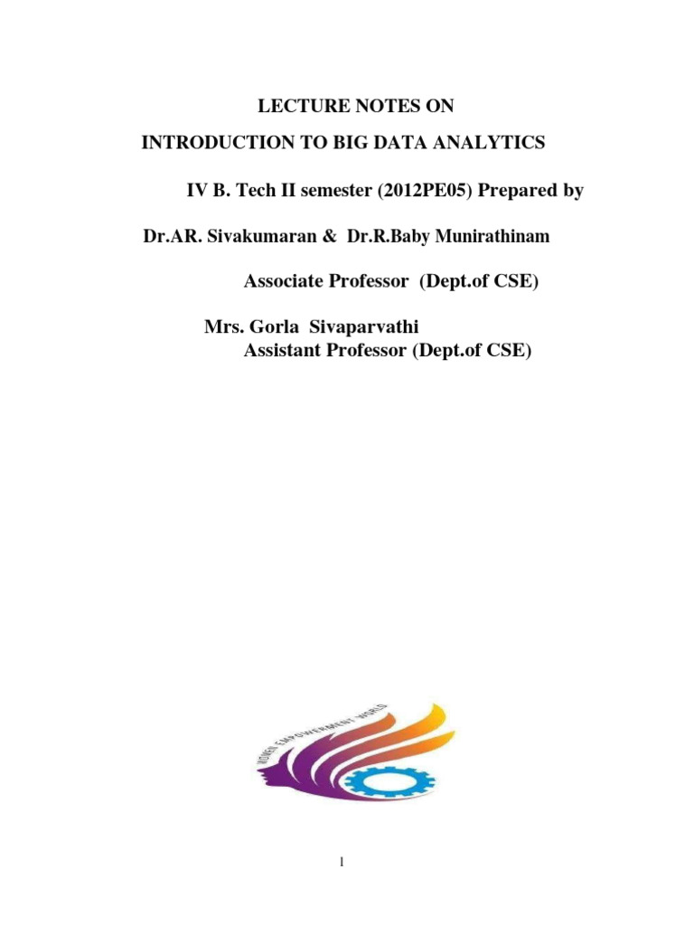 Digital Notes of Big Data Analytics Dated 5.1.2024 | PDF | Apache ...