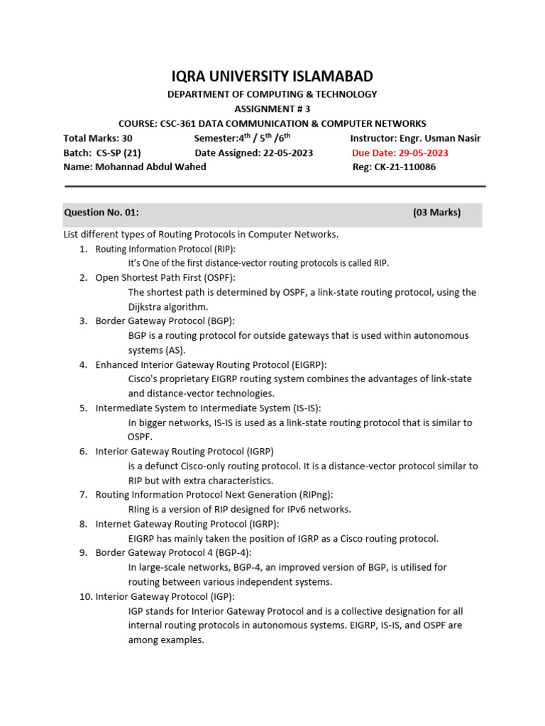 DCCN Assignment | PDF | Port (Computer Networking) | Routing DCCN Assignment | PDF | Port (Computer Networking) | Routing