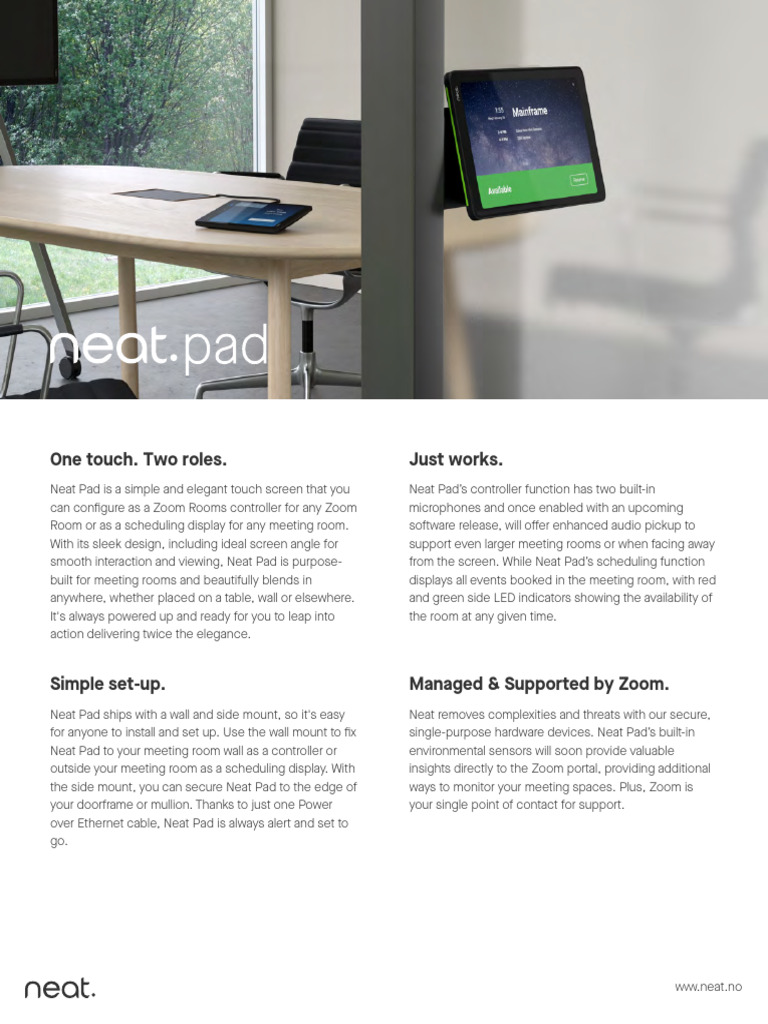 Neat Pad: Zoom Rooms Touch Controller | PDF | Computing | Computer ...