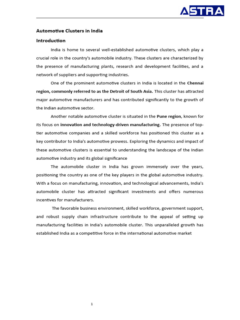 Automotive Clusters in India | PDF | Vehicles | Motor Vehicle