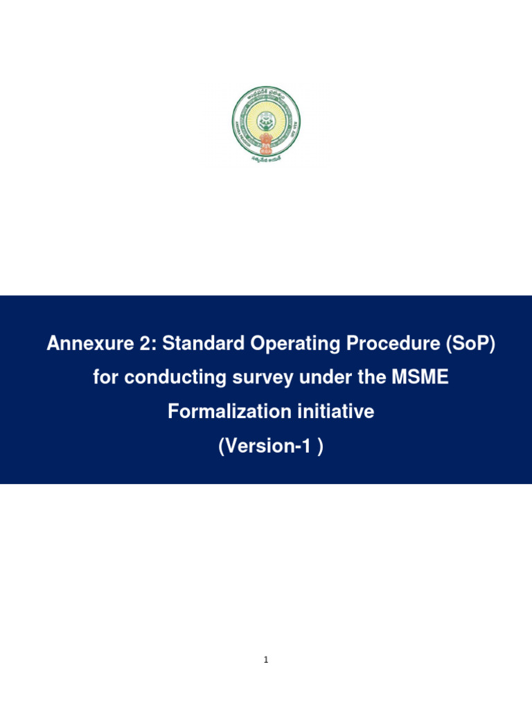 MSME Survey SOP for A.P. Officials | PDF | Partnership | Cooperative
