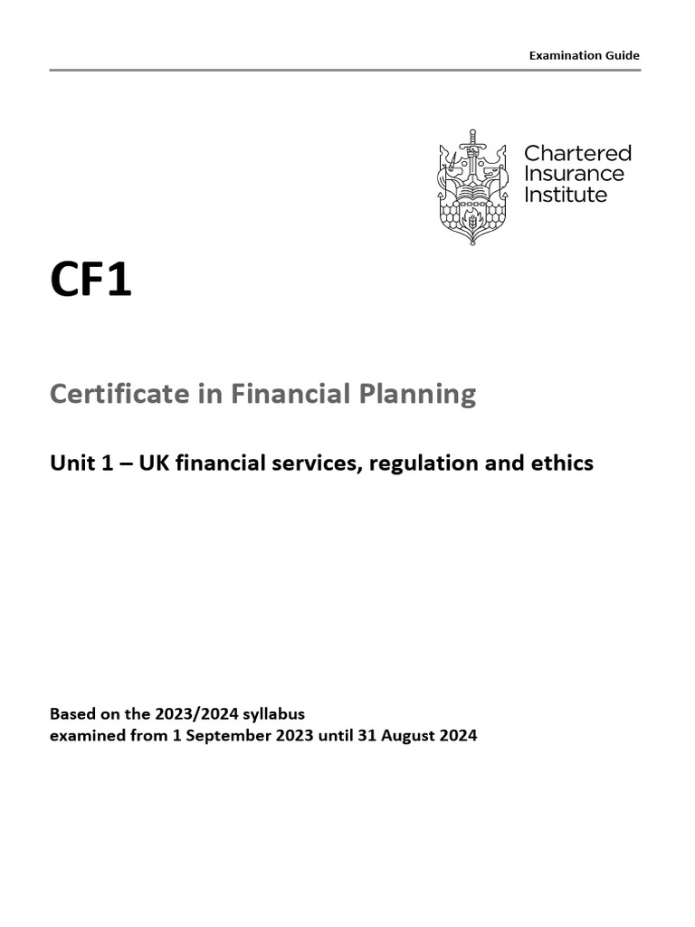 cf1 Examination Guide For Exams From 1 September 2023 To 31 August 2024 ...