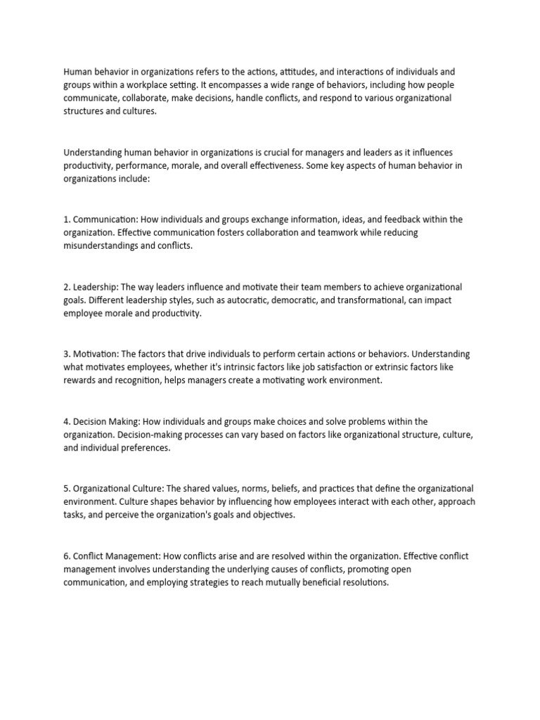 Human Behavior in Organizations | PDF | Leadership | Motivational