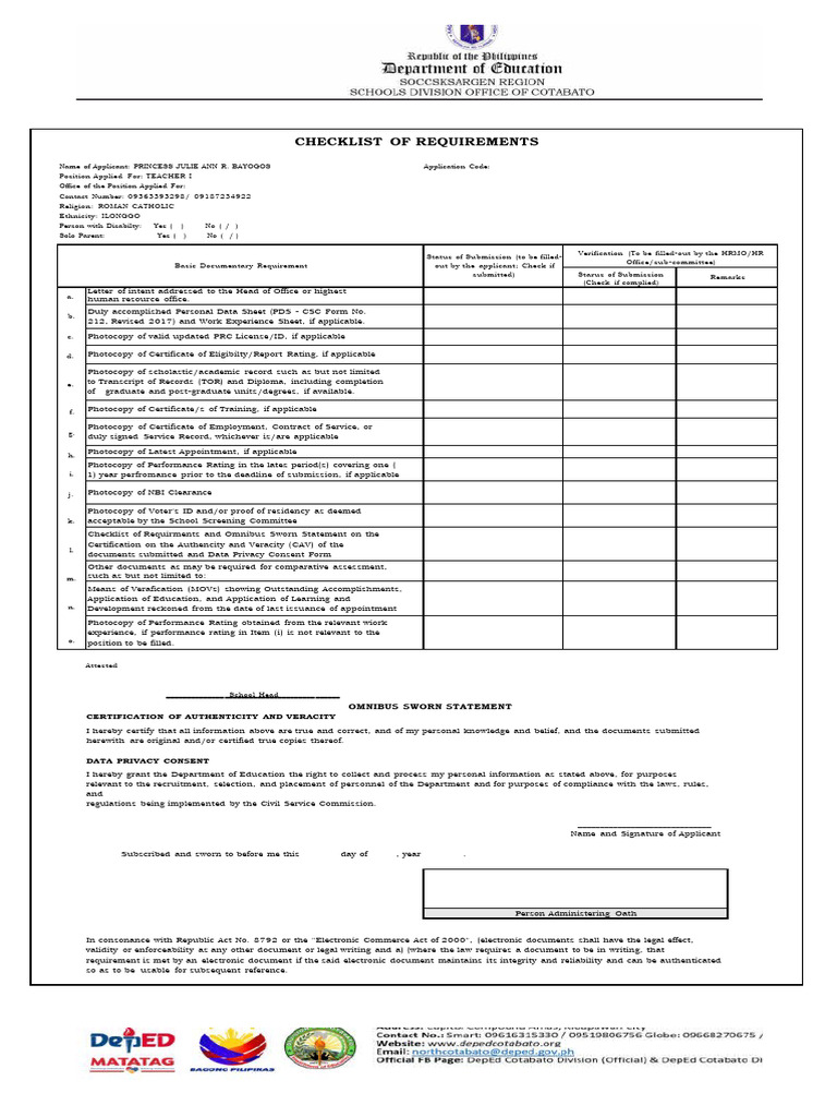 Deped Matatag New OMNIBUS-TEACHER-I | PDF | Authentication