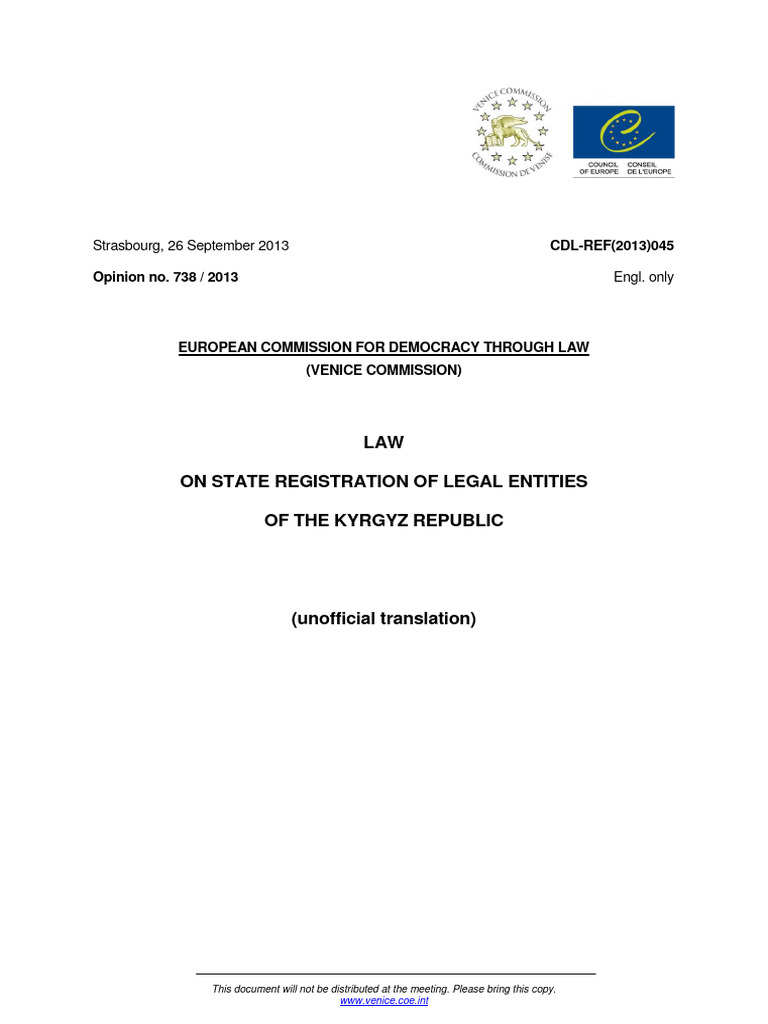 Kyrgyz Republic Legal Entity Registration Law | PDF | Identity Document ...