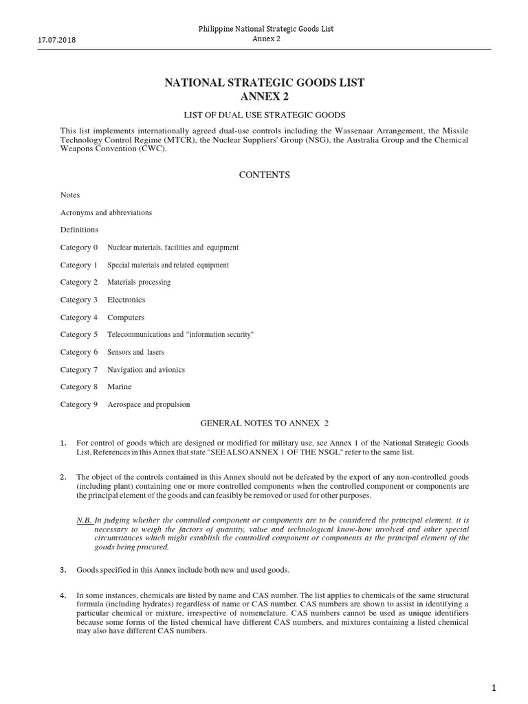 Philippine Dual-Use Goods List 2018 | PDF | Cryptography | Encryption