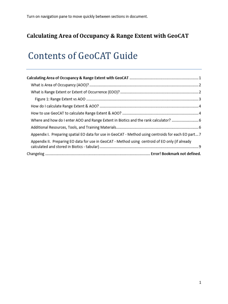 Calculating Area of Occupancy & Range Extent (EOO) with GeoCAT-1 | PDF ...