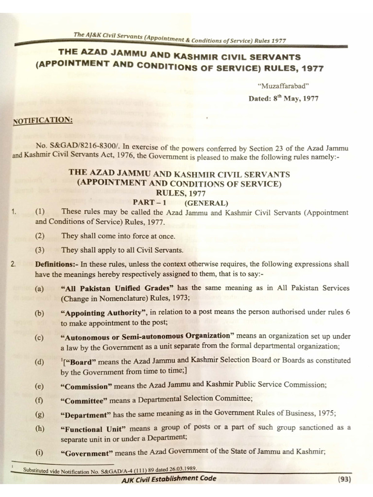 Ajk Civil Servants Rules 1977 | PDF