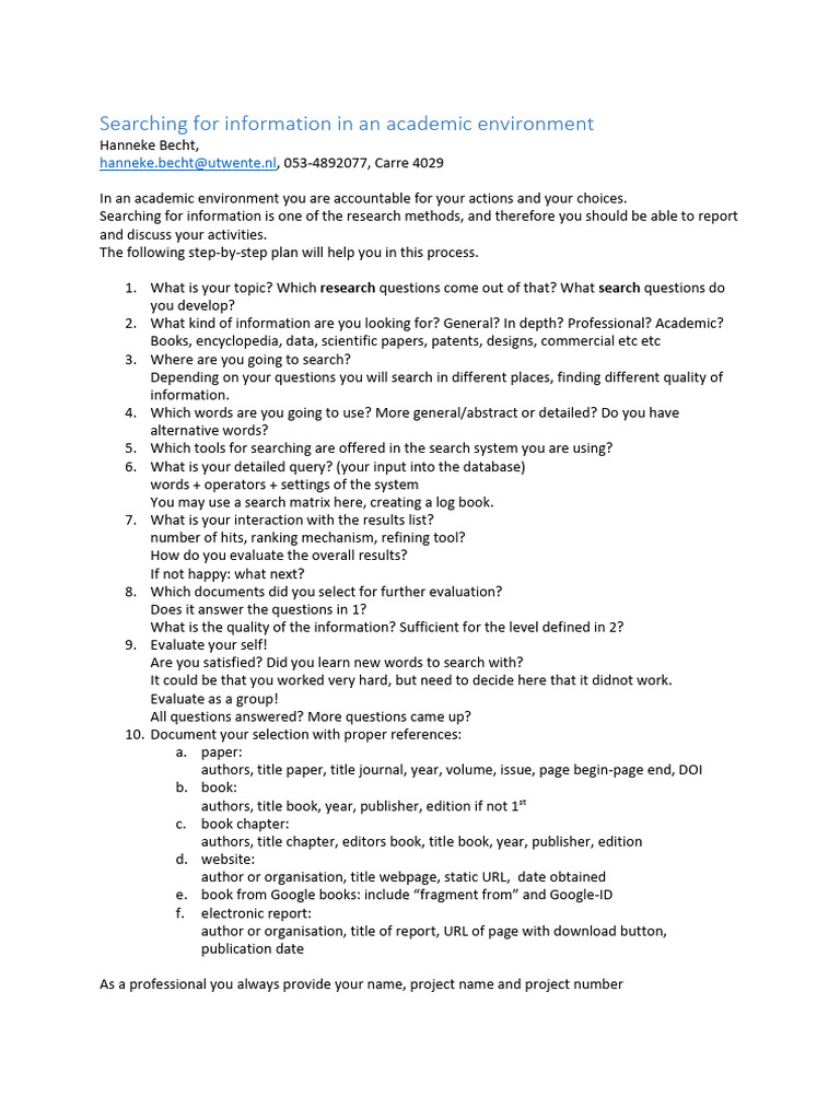 Searching For Information in An Academic Environment | PDF | Books ...