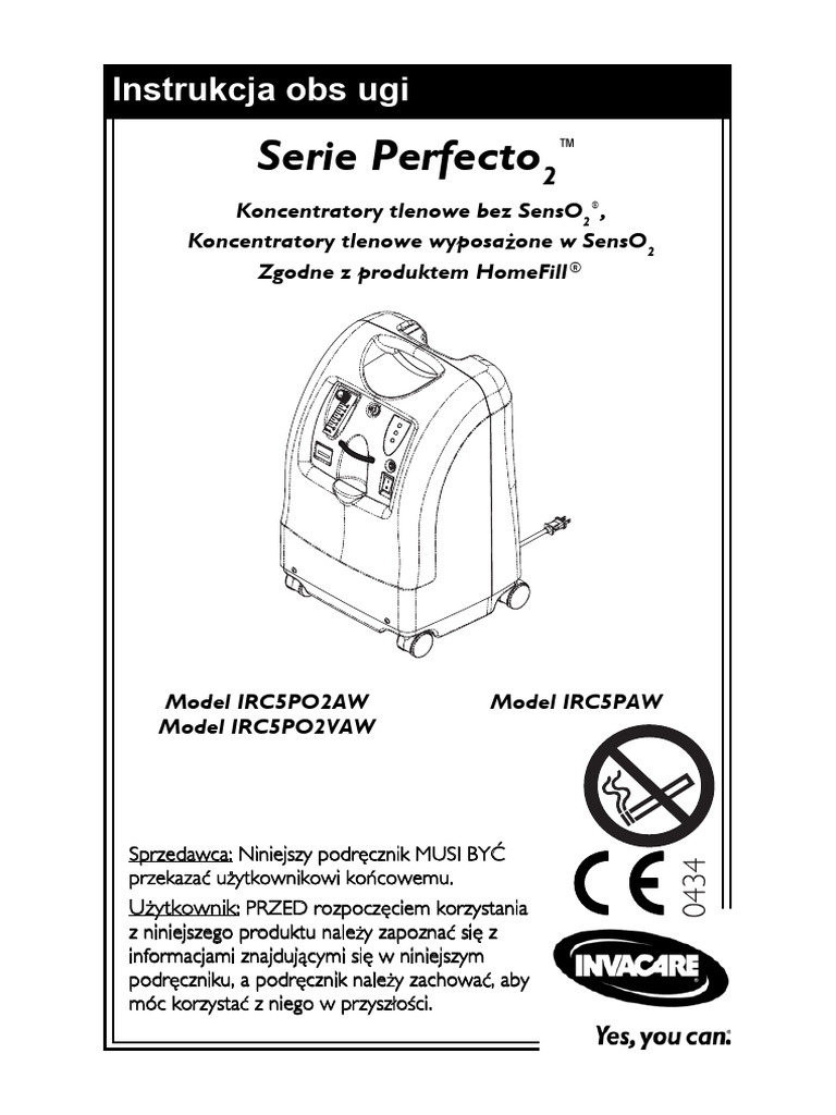 Instrukcja obsługi koncentrator tlenu Invacare Perfecto 2 (PL) | PDF