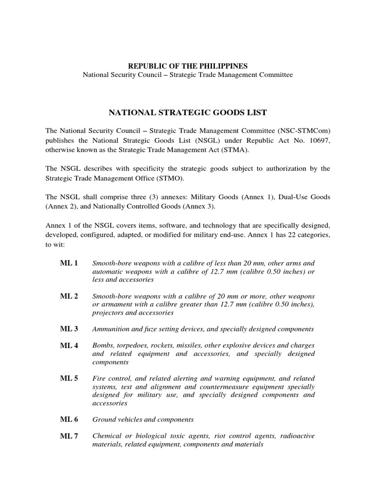 National Strategic Goods List Overview | PDF | Military Technology ...