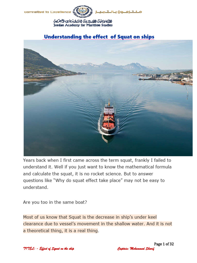Understanding of Squat Effect On Ships | PDF | Buoyancy | Force