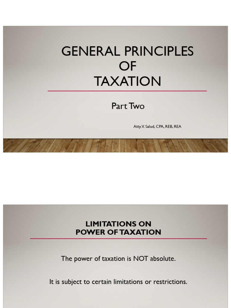 CLWTAXN General Principles of Taxation Part Two-1-1 | PDF | Taxes | Tax ...