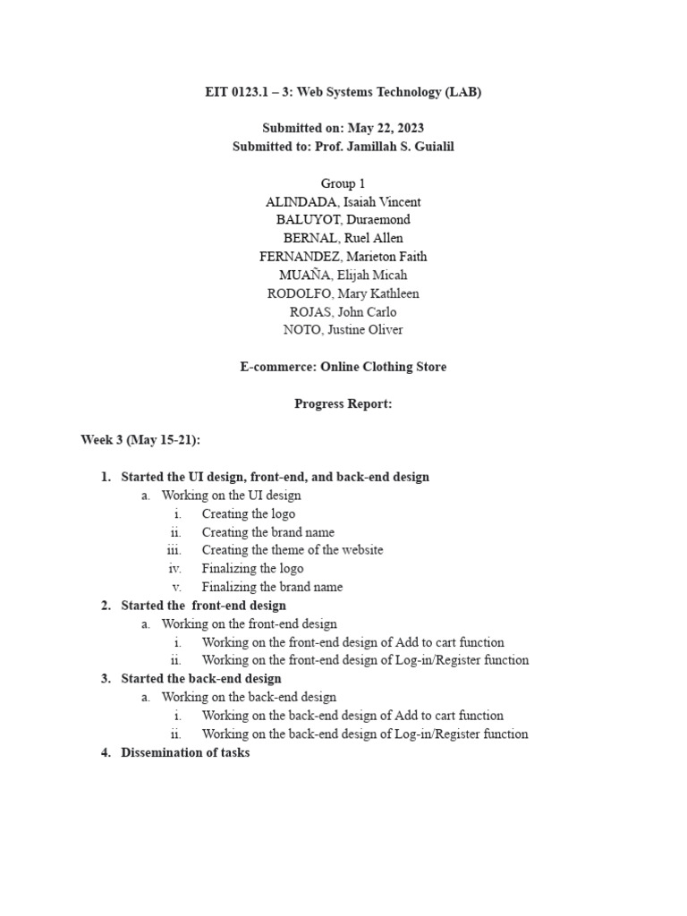 Group-1-Progress-Report | PDF