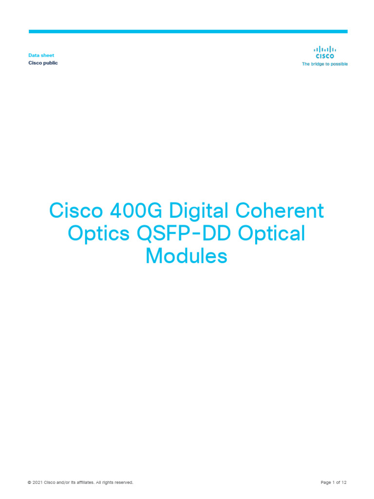 Cisco 400G Digital Coherent Optics QSFP-DD Optical Modules | Download ...