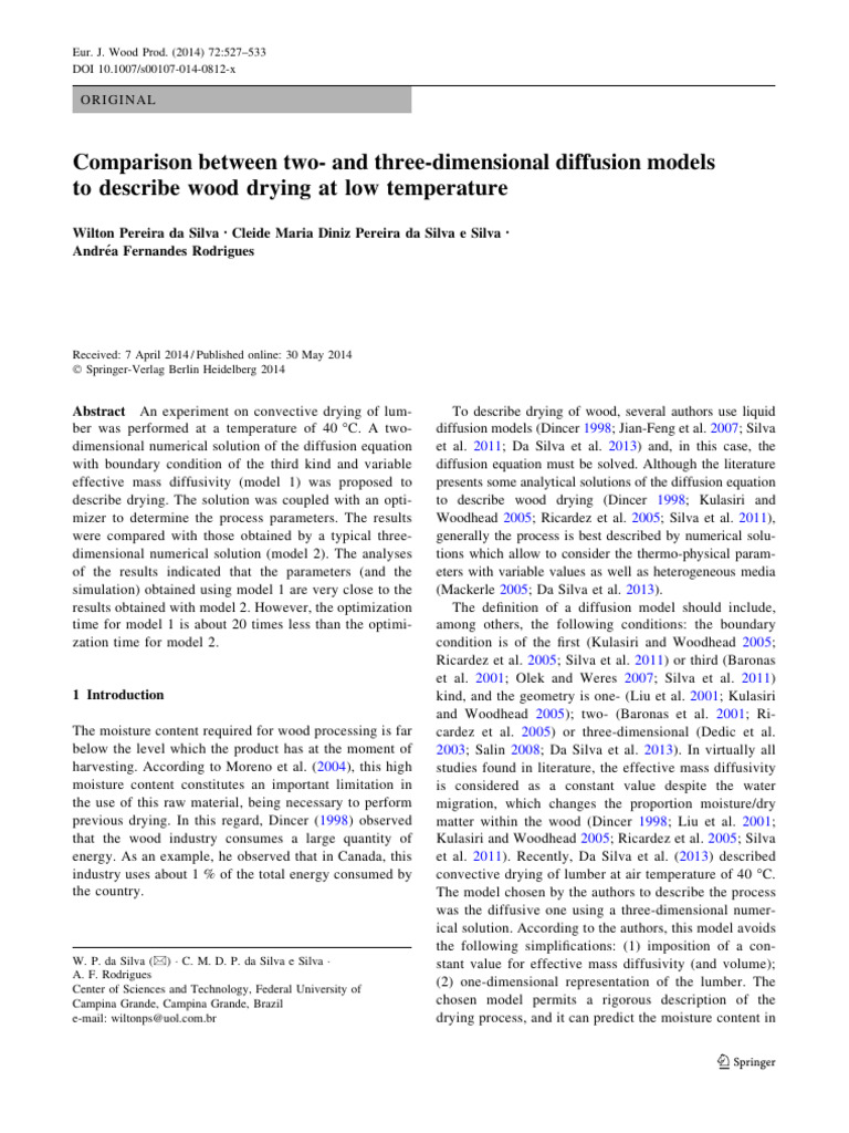 Two-Dimensional vs. Three-Dimensional Diffusion Models for Wood Drying ...