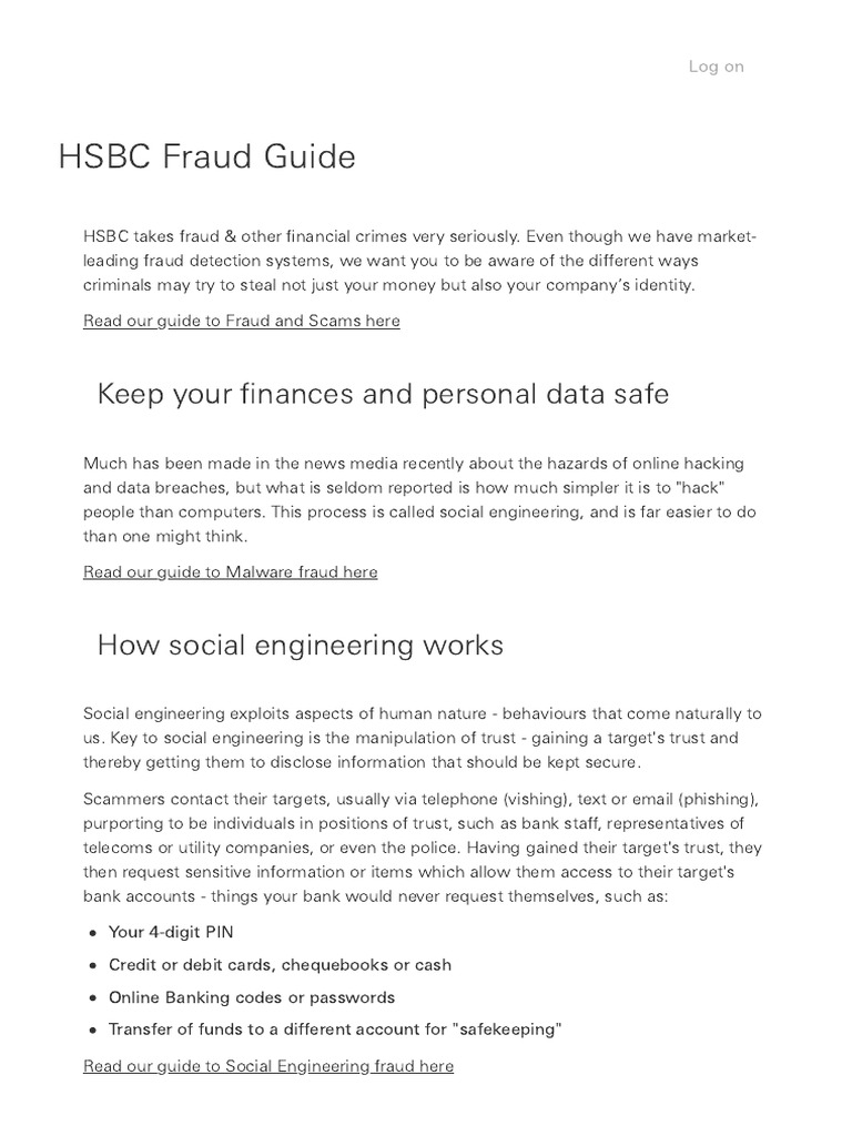 HSBC Fraud Prevention and Reporting Guide | PDF | Phishing | Cyberspace