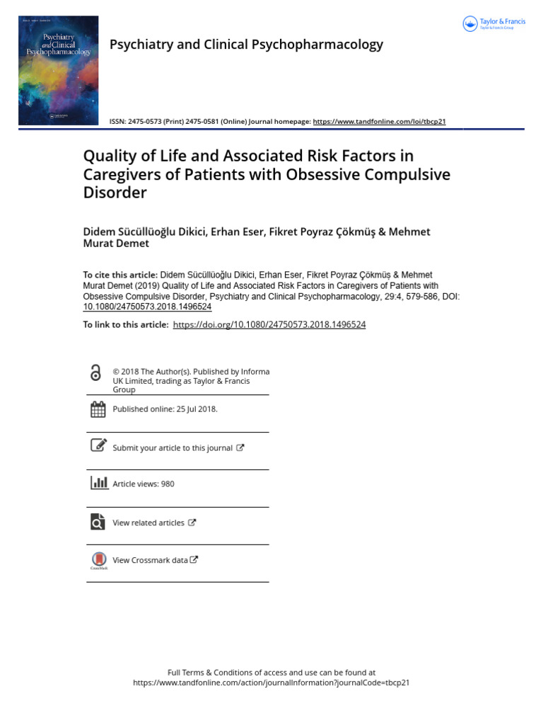 Quality of Life and Associated Risk Factors in Caregivers of Patients ...