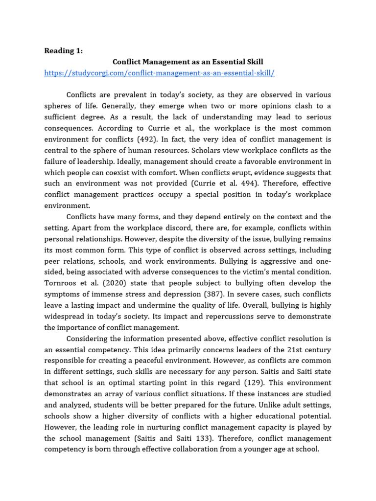 Essential Conflict Management Skills | PDF | Supply Chain | Corporate ...