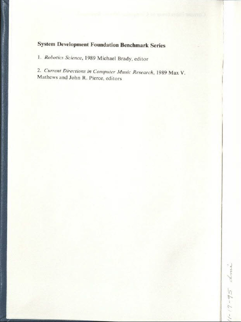 Mathews Max V Pierce John R Eds Current Directions in Computer Music ...