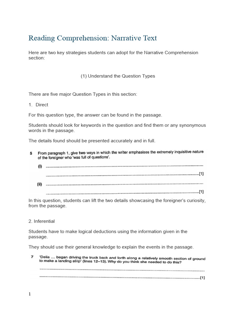 Narrative Comprehension - Strategies | PDF | Reading Comprehension ...