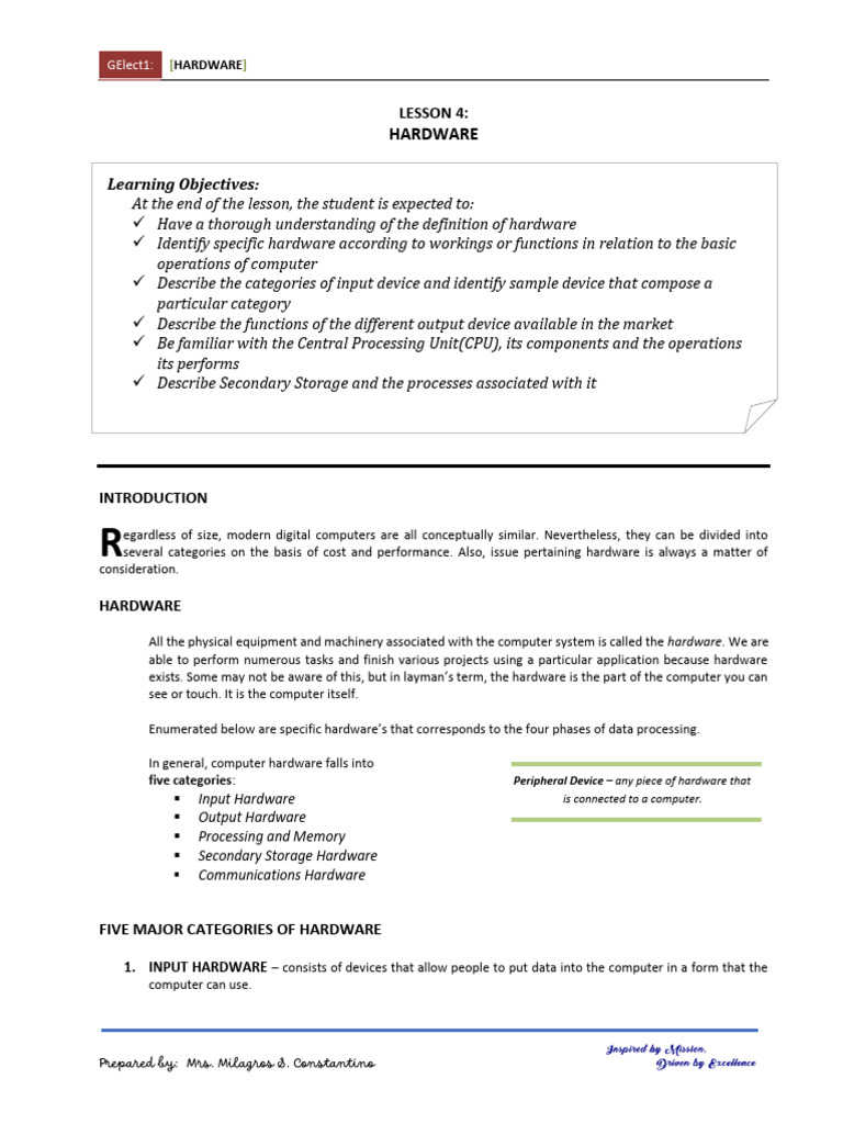 GElect L4 Hardware | PDF | Random Access Memory | Printer (Computing)