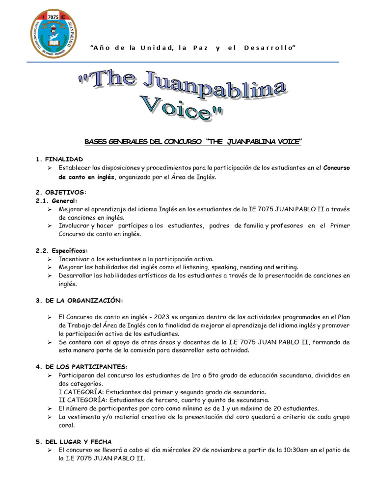 Bases Del Concurso The Voice | PDF